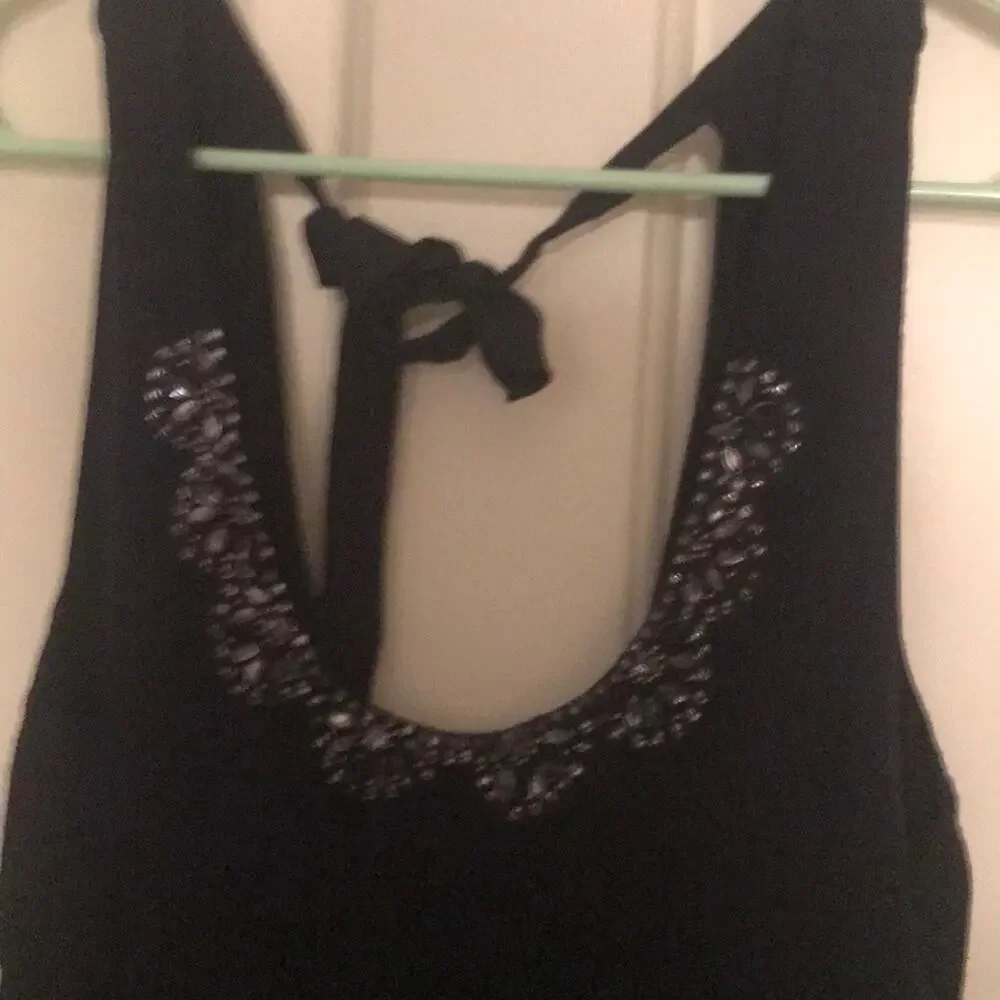 LOFT | Dresses | Loft Navy Blue Embellished Scoop Neck Sleeveless ...